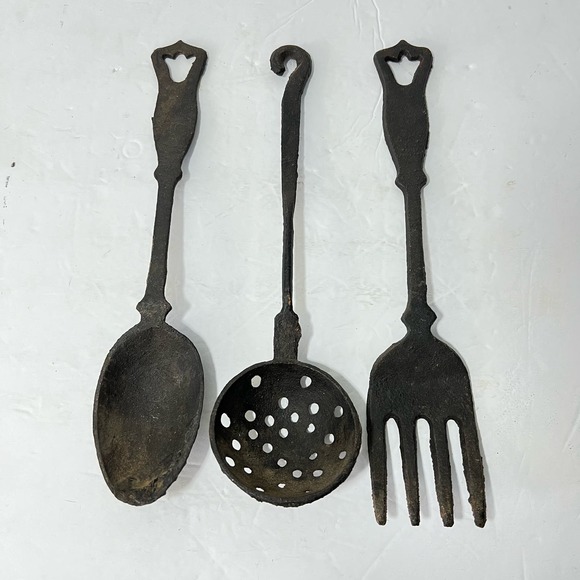 Unbranded | Dining | Vintage Cast Iron Hanging Utensil Ladle Set Of 3 ...